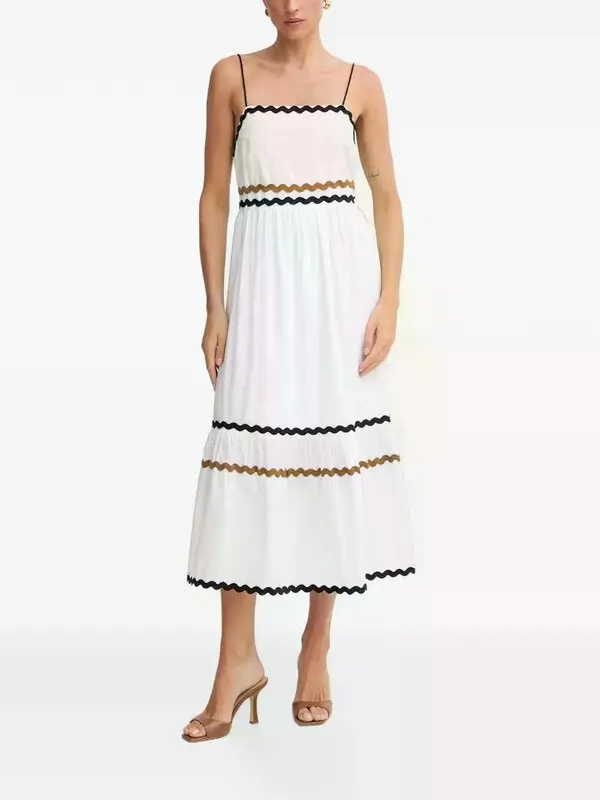 FRACOMINA Ric-rac Trim Lace-up Midi Dress - White