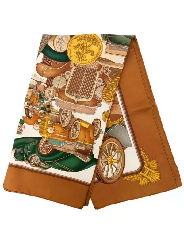 Hermès 1980-2010 Automobile Silk Scarf 90 Scarves - Brown