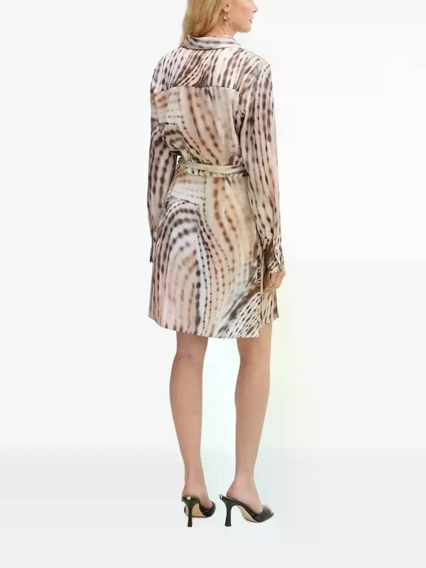 Guess Abstract Print Belted Shirt Dress