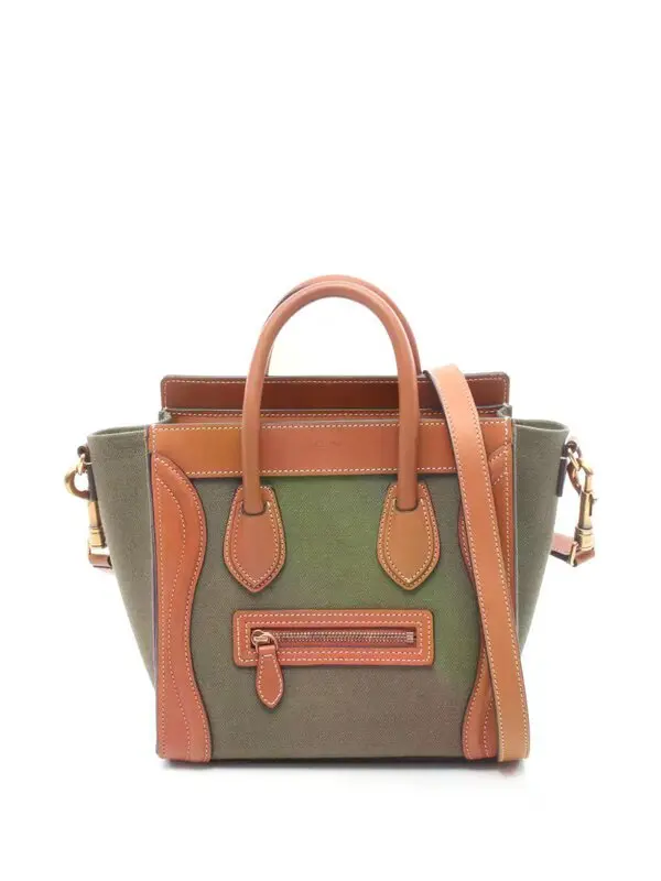 Celine 2000-2026 Nano Luggage Canvas Satchel - Brown