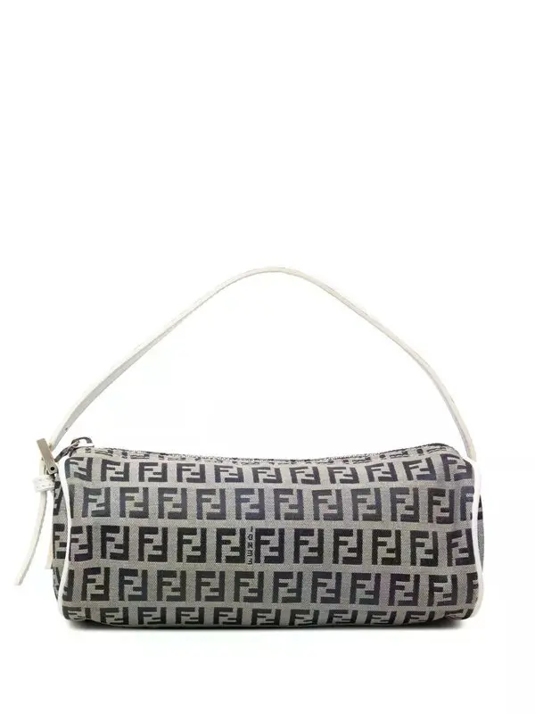 Fendi 2000-2010 Zucchino Canvas Barrel Pochette Handbag - Grey