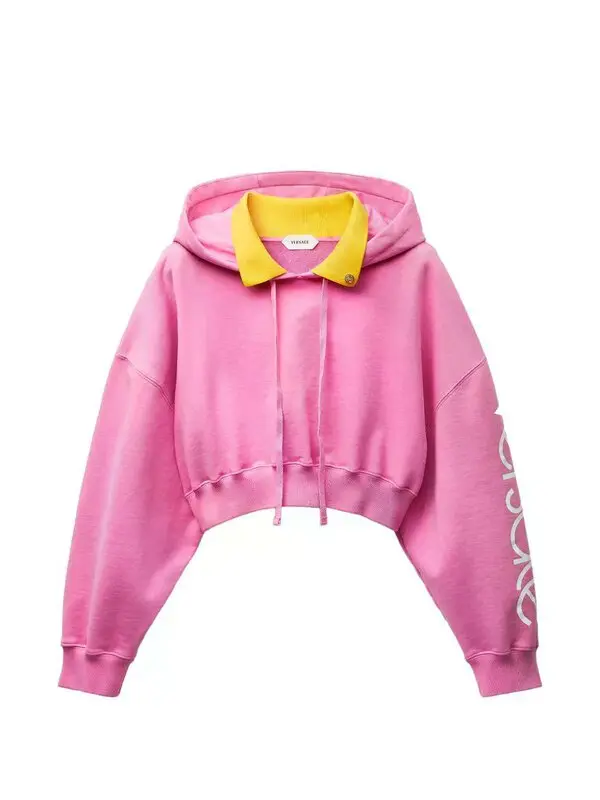 Versace Cotton Crop Hoodie - Pink