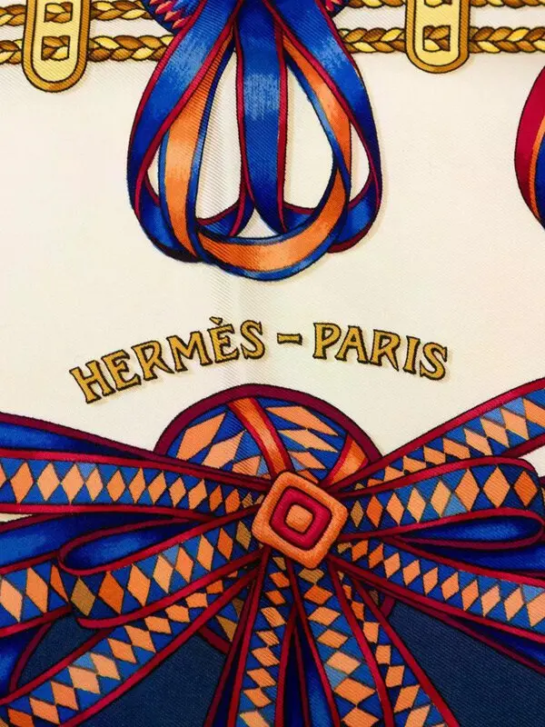 Hermès 1990-2010 Les Rubans Du Cheval Silk Scarf 90 Scarves - Blue