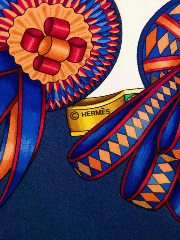 Hermès 1990-2010 Les Rubans Du Cheval Silk Scarf 90 Scarves - Blue