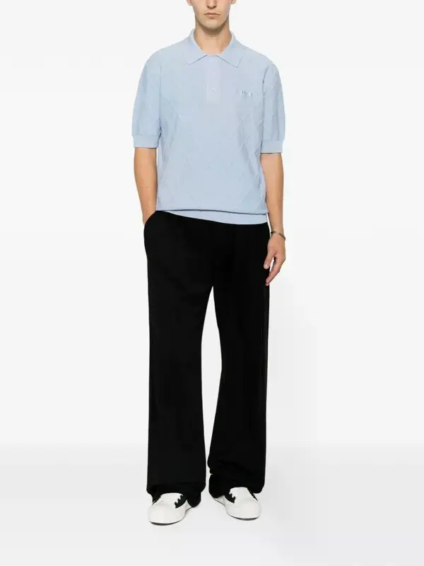Balmain Diamond-knit Logo-embroidered Polo Shirt