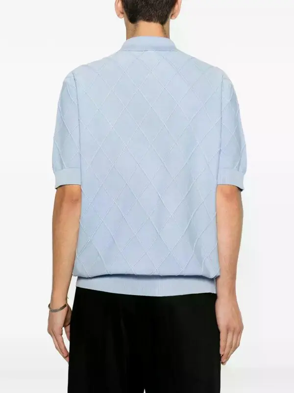Balmain Diamond-knit Logo-embroidered Polo Shirt