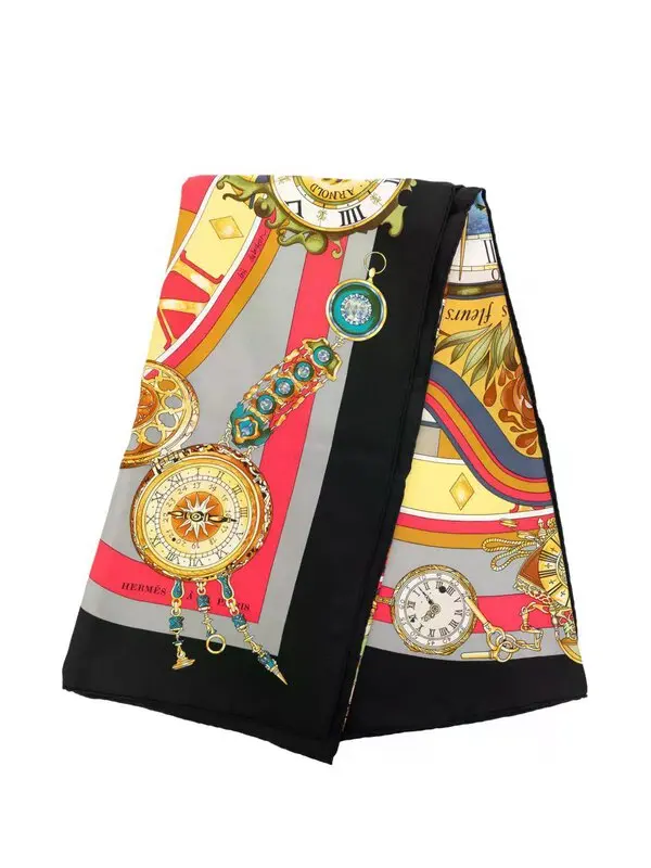 Hermès 2000-2015 Parmi Les Fleurs Je Compte Les Heures Silk Scarf 90 Scarves - Black