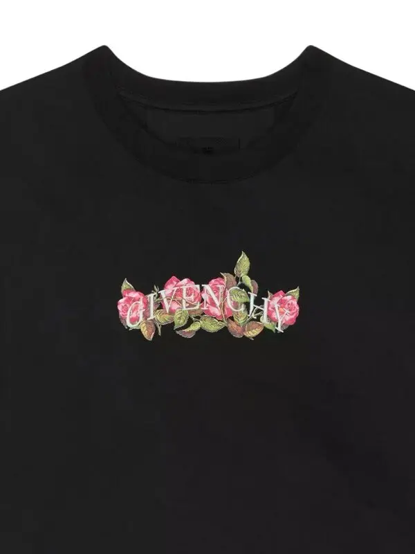 Givenchy Floral-print Cropped T-shirt - Black