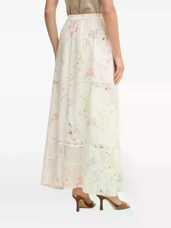 FRACOMINA Floral Print Crochet Insert Maxi Skirt