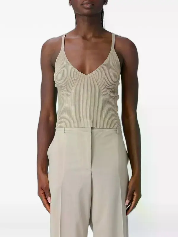 Emporio Armani Ribbed-knit V-neck Top