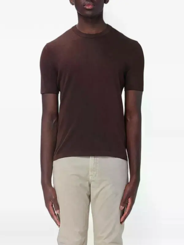 BROOKSFIELD Short-sleeve Crew-neck Sweater - Brown