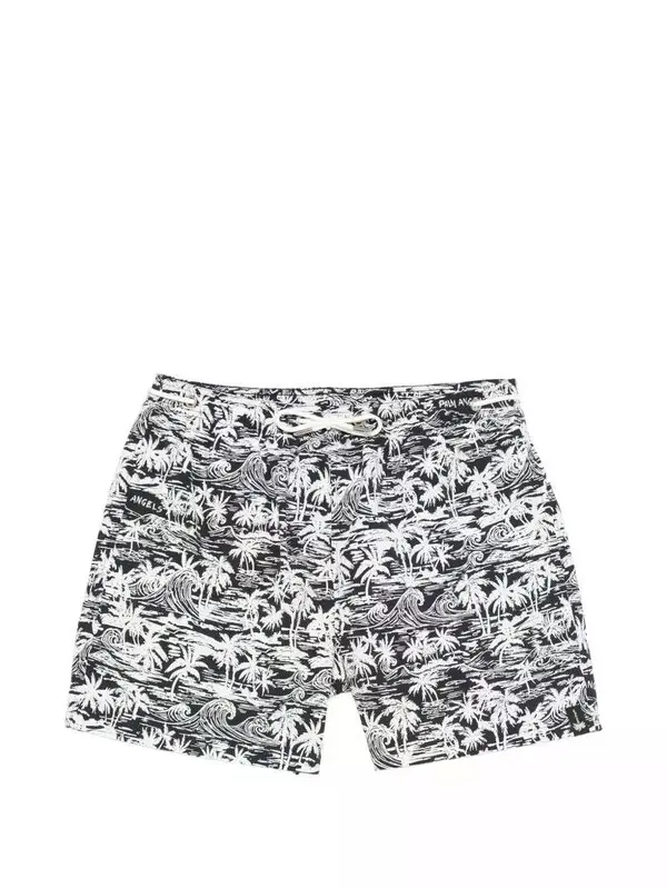 Palm Angels Palm Tree-print Swim Shorts - Black