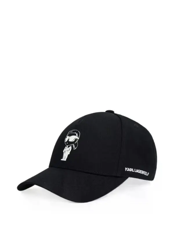 Karl Lagerfeld Graphic Print Cotton Baseball Cap - Black