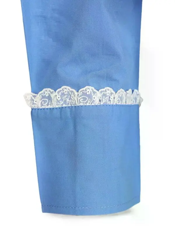 GANNI Lace-trim Crop Shirt