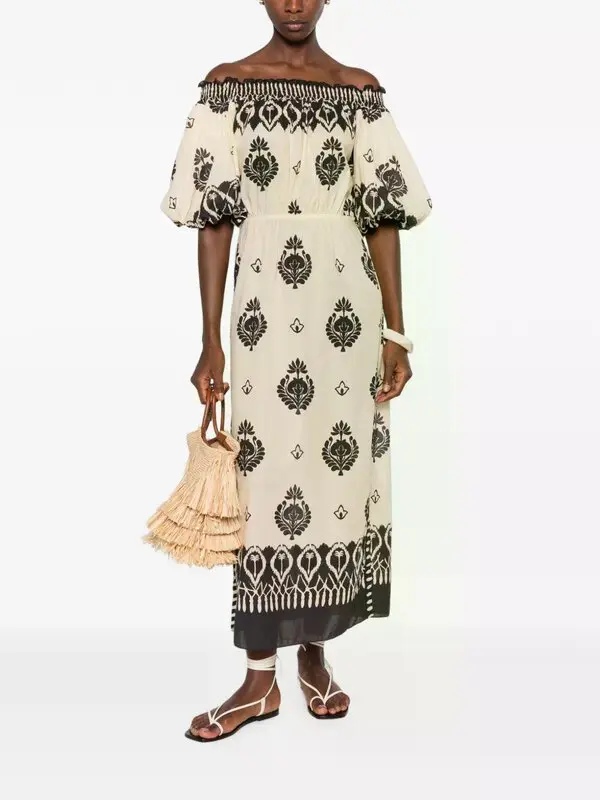 Johanna Ortiz Off-shoulder Midi Dress - Neutrals