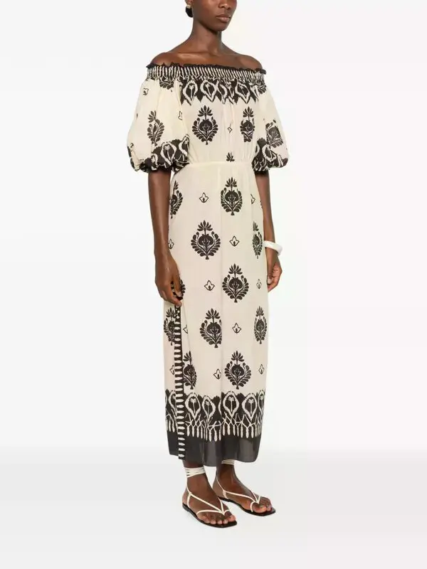 Johanna Ortiz Off-shoulder Midi Dress - Neutrals