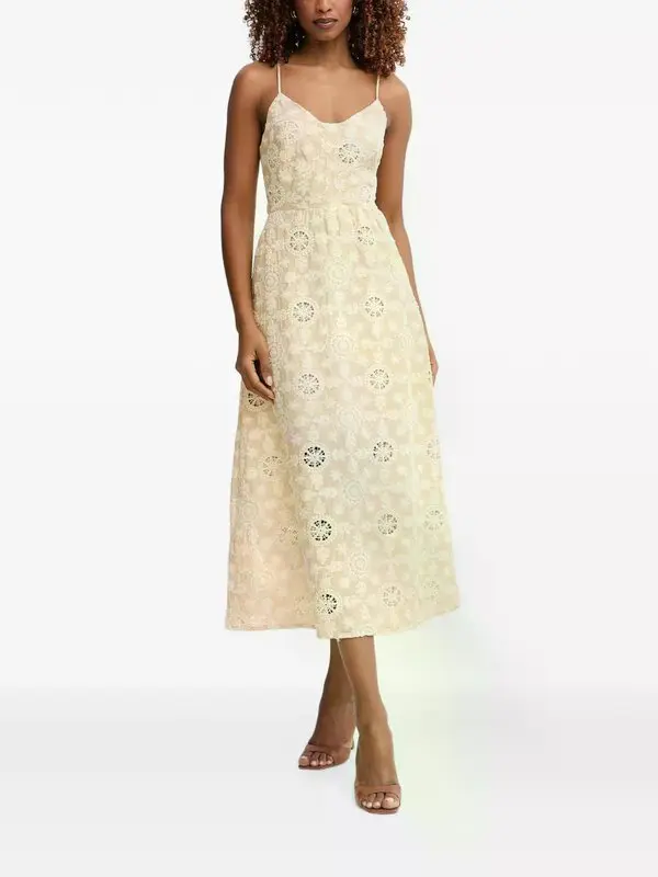 FRACOMINA Broderie Anglaise Lace-up Midi Dress - Neutrals
