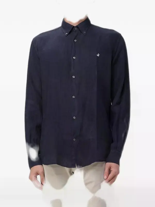 BROOKSFIELD Embroidered-logo Button-down Shirt - Blue