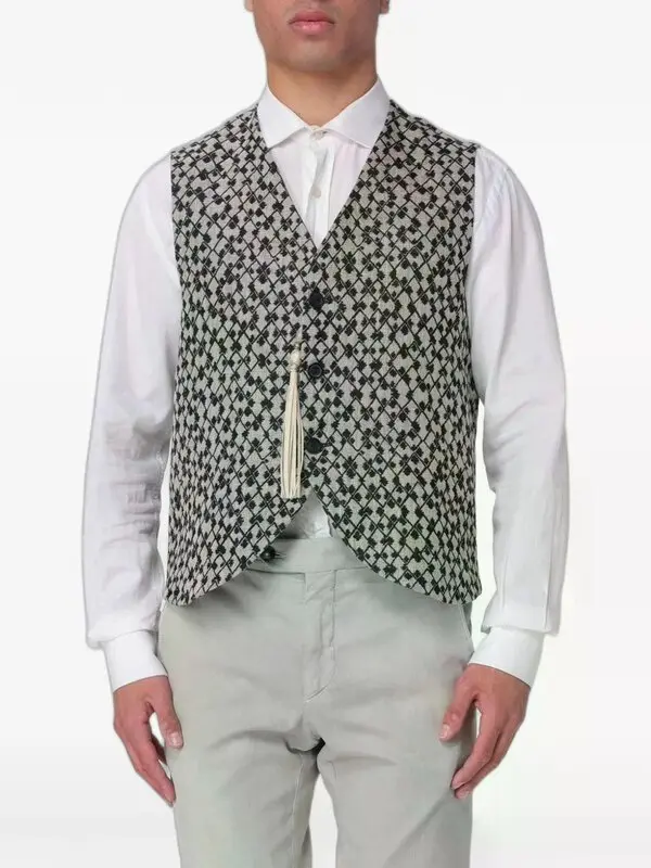 Emporio Armani Jacquard Tassel Waistcoat - Neutrals