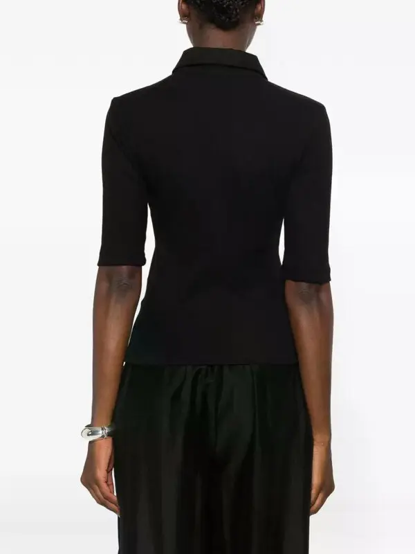 GESTUZ Ribbed Knit Polo Shirt