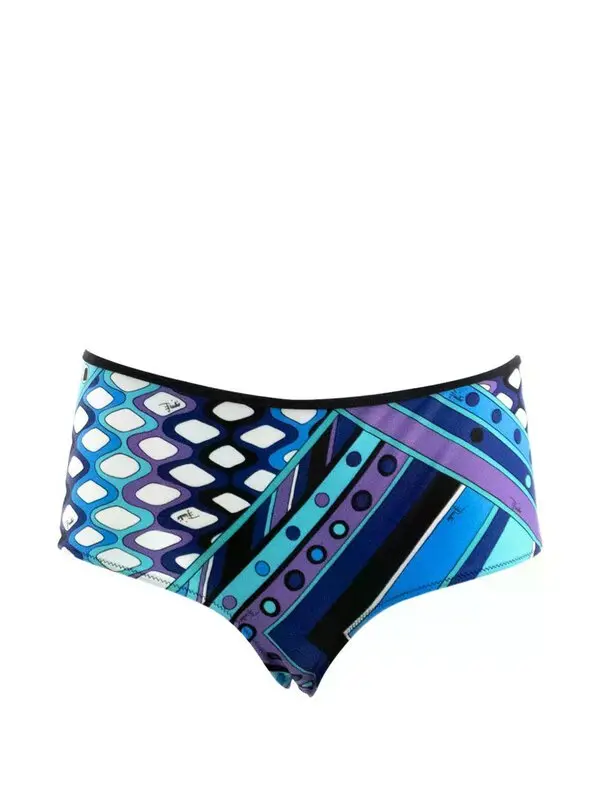 Emilio Pucci Vivara Print High-waisted Bikini Bottoms - Blue