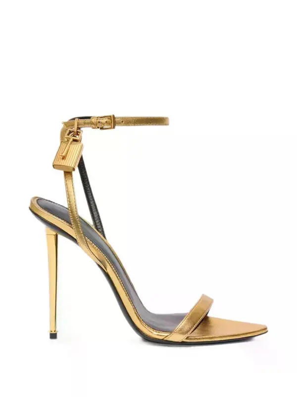 TOM FORD Metallic Padlock Sandals - Gold