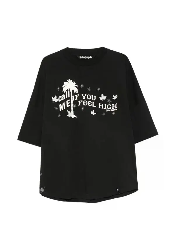 Palm Angels Graphic-print Drop-shoulder T-shirt - Black