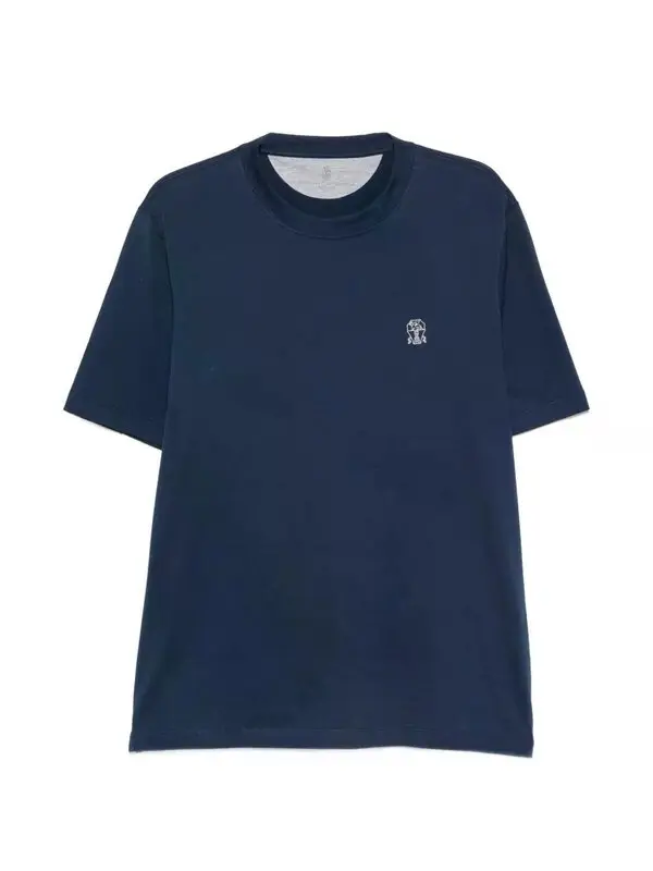 Brunello Cucinelli Logo-embroidered Crew-neck T-shirt - Blue