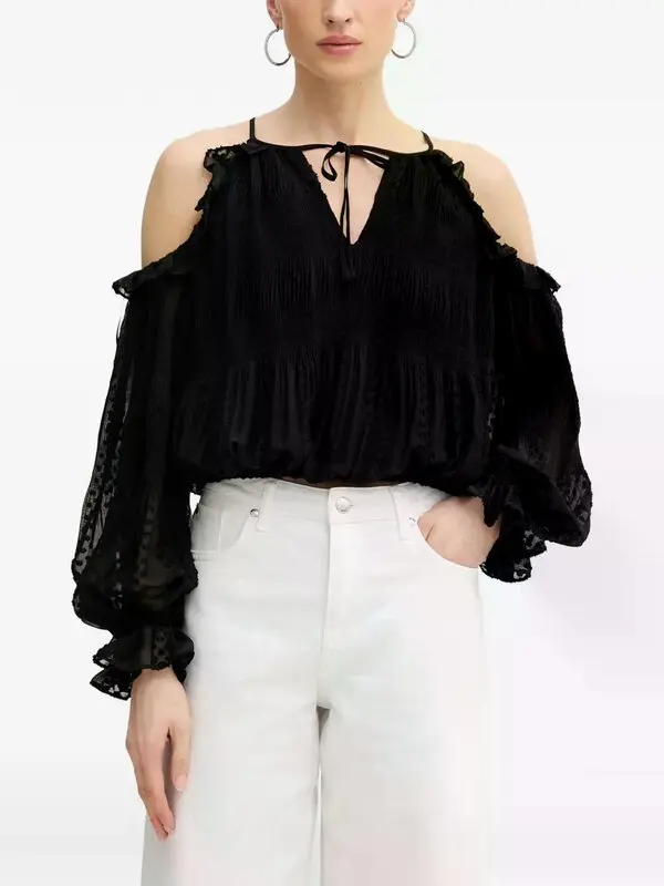 Guess Ruffled Cold-shoulder Blouse