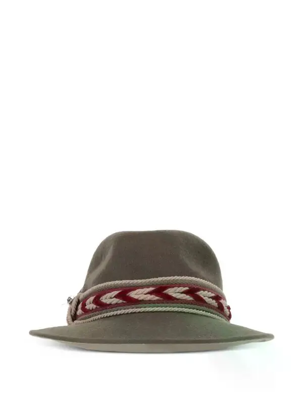 ALEXIA ALVAREZ DE TOLEDO Feather Brooch Wide-brim Hat - Green