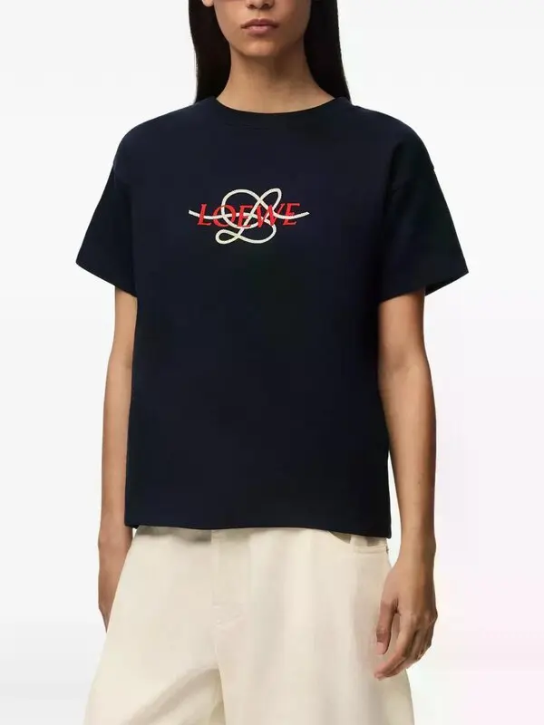 Loewe Logo Embroidered T-shirt - Blue