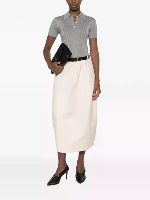TOTEME Ribbed Knit Short Sleeve Polo Top