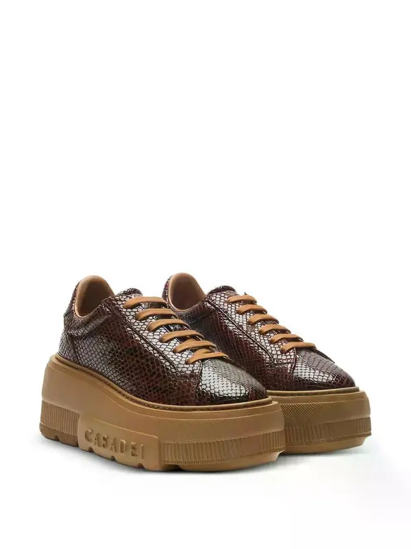 Casadei Snake-effect Platform Sneakers