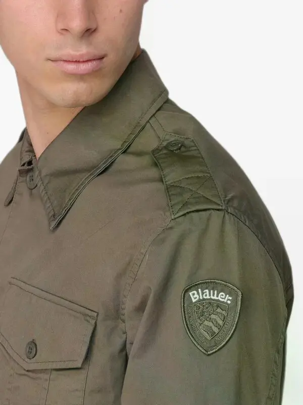 BLAUER. Logo-patch Button-up Shirt