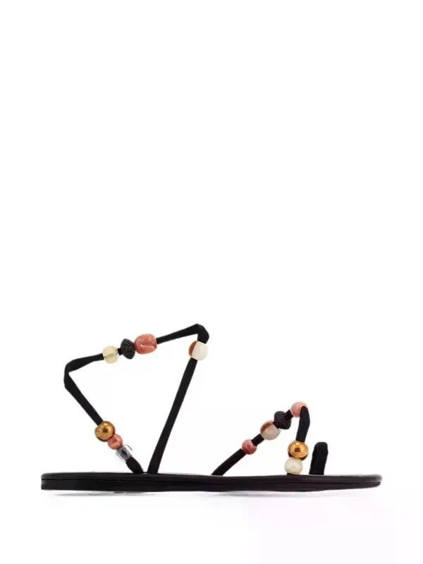 ANCIENT GREEK SANDALS Eleftheria Bead-embellished Sandals - Black