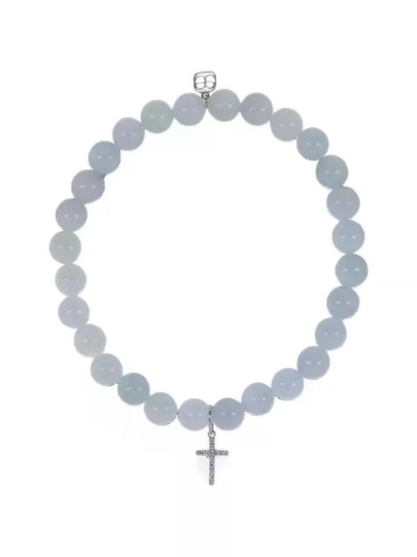 SYDNEY EVAN Aquamarine Cross Charm Bracelet - Blue
