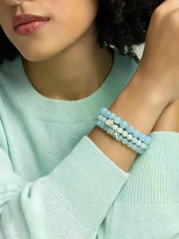 SYDNEY EVAN Aquamarine Cross Charm Bracelet