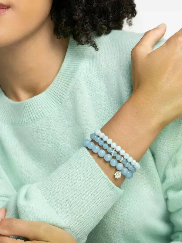 SYDNEY EVAN Aquamarine Cross Charm Bracelet