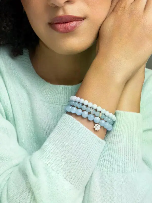 SYDNEY EVAN Aquamarine Cross Charm Bracelet