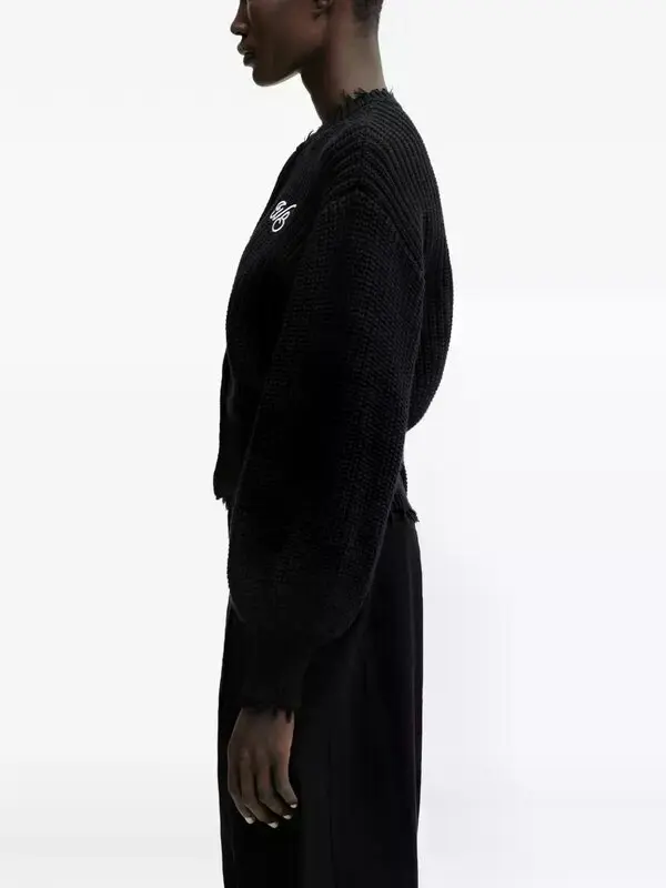 WRSTBHVR Blair Distressed-effect Logo-patch Cardigan