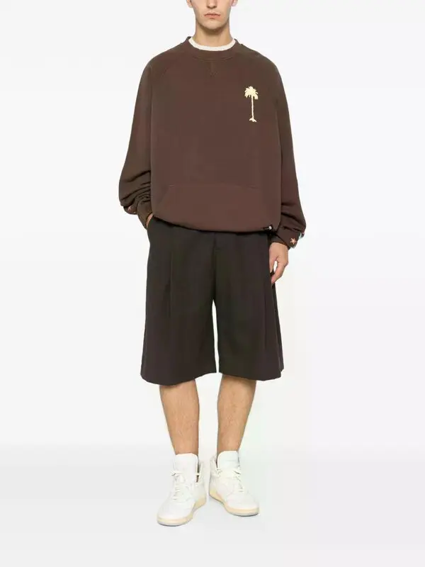 Palm Angels Graphic Print Pouch Pocket Sweater - Brown