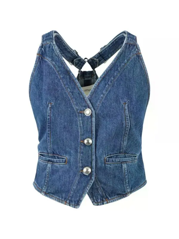 Sportmax Buckle-strap Denim Waistcoat - Blue