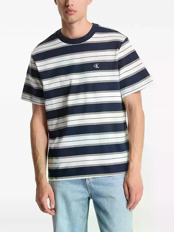 Calvin Klein Striped Logo-embroidered T-shirt
