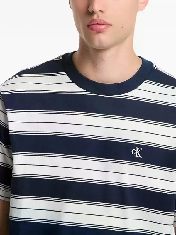 Calvin Klein Striped Logo-embroidered T-shirt