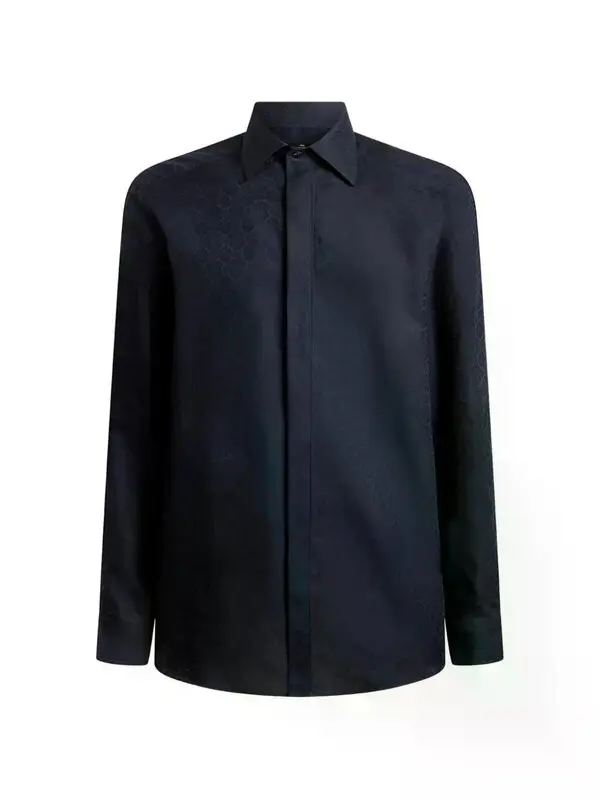 Etro Cotton Jacquard Shirt With Medallion-motif - Blue