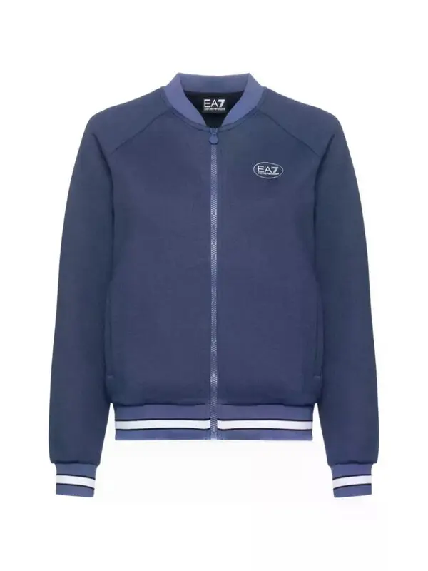 EA7 Logo-print Zip-up Bomber Jacket - Blue