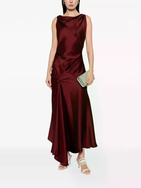 Victoria Beckham Posy Draped Asymmetric Gown - Red