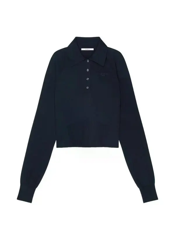 Givenchy Logo Embroidered Polo Top - Blue