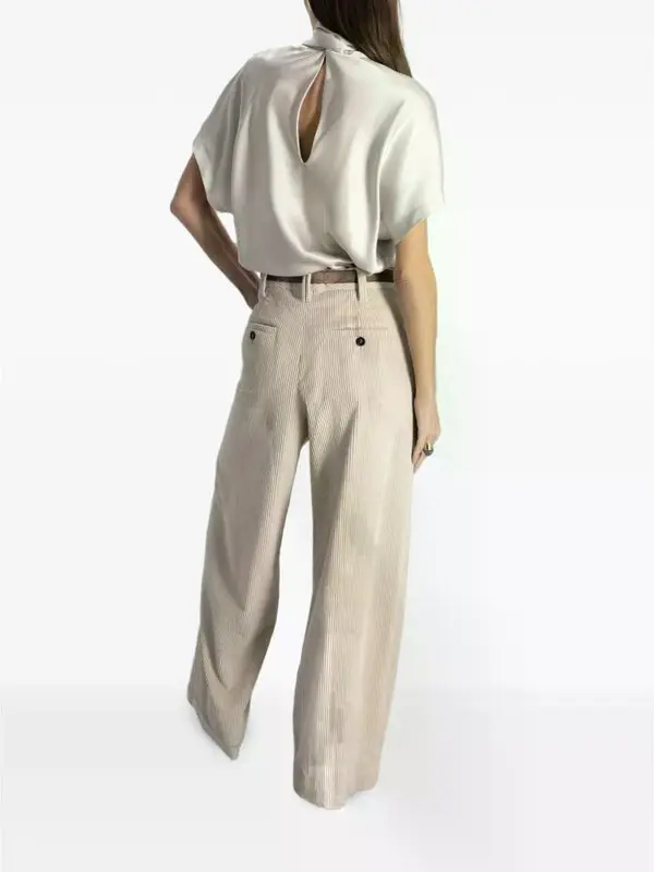 Brunello Cucinelli Short-sleeve Satin Blouse