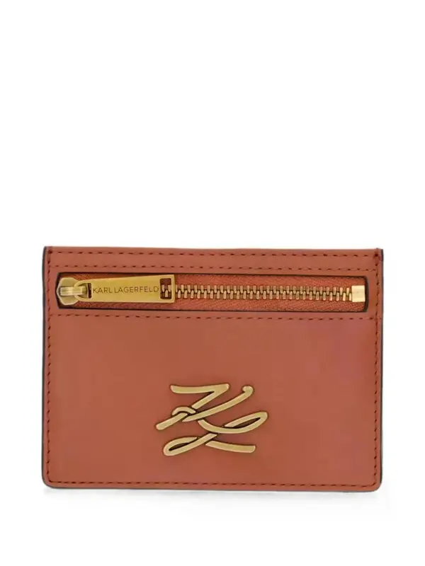 Karl Lagerfeld K/autograph Logo-plaque Zip-pocket Leather Cardholder - Brown